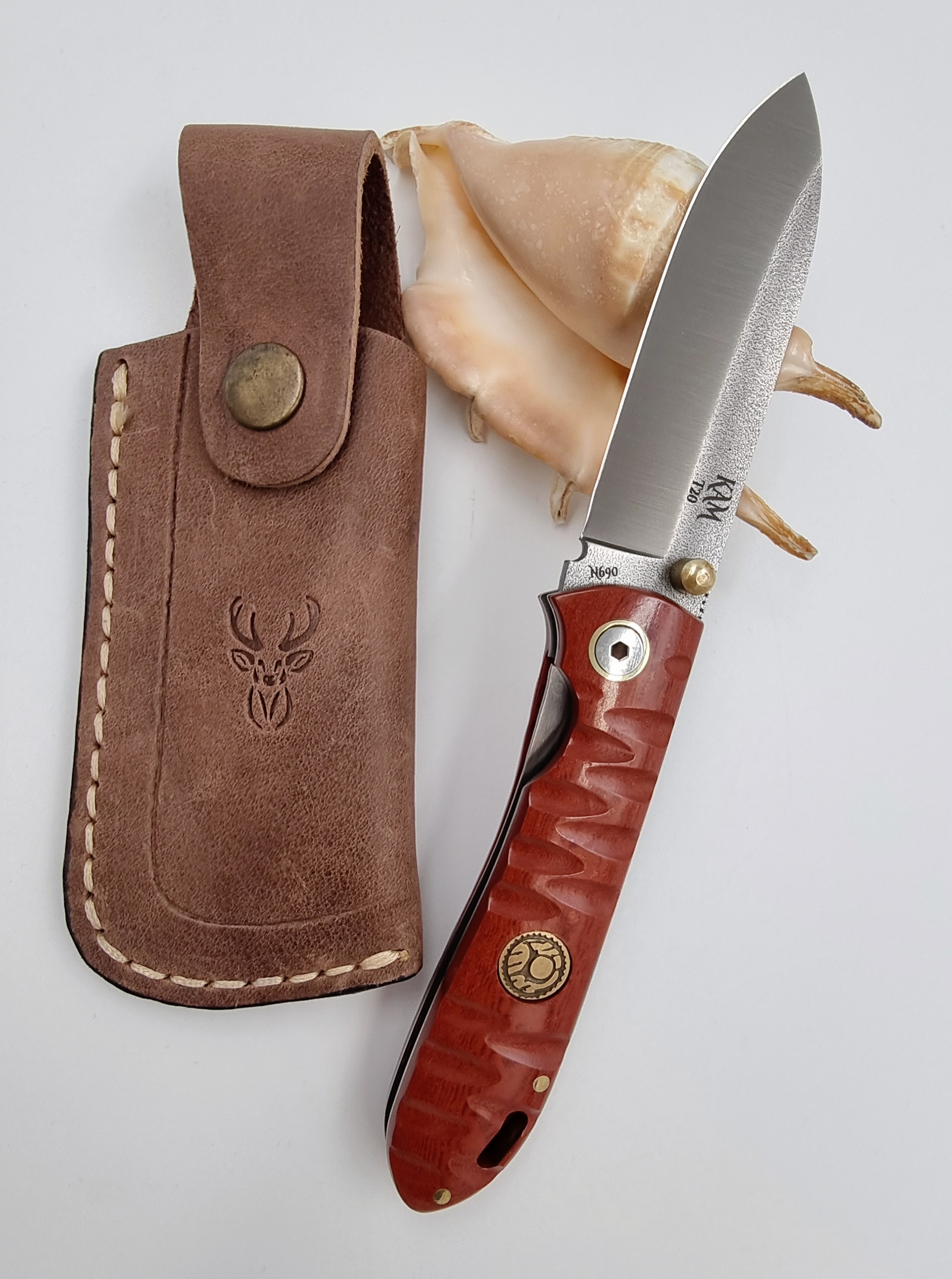 T-20 Buscraft Pocket Knife N690 (Red & Dremel Machining)