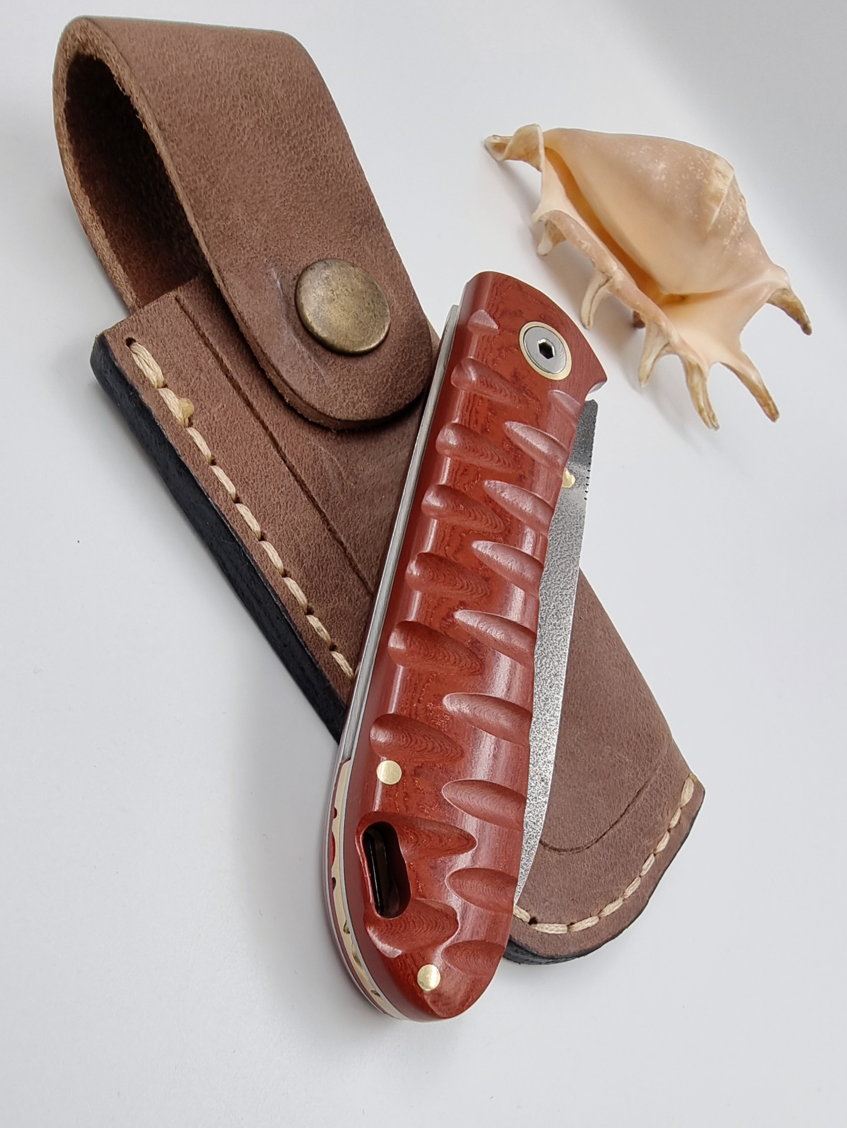 T-20 Buscraft Pocket Knife N690 (Red & Dremel Machining)